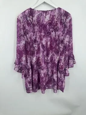 Catherines | Tops | Vintage Y2k Style Purple Paisley Flare Sleeve Shirt ...